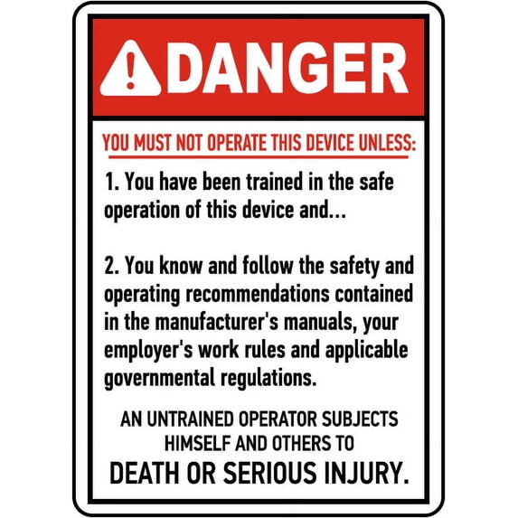 Vinyl Stickers - Device Operation Rules Sign Z6 - Safety and Warning ...