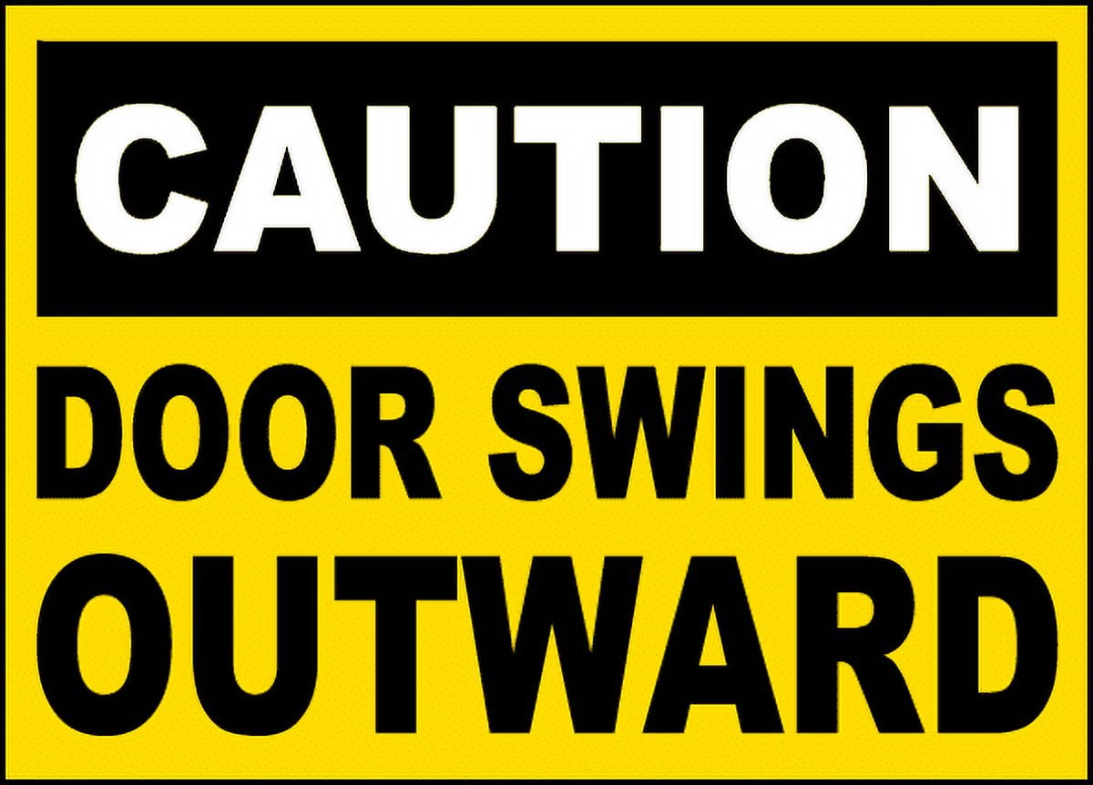 Vinyl Stickers - Door Swings Outward Sign - Safety and Warning ...