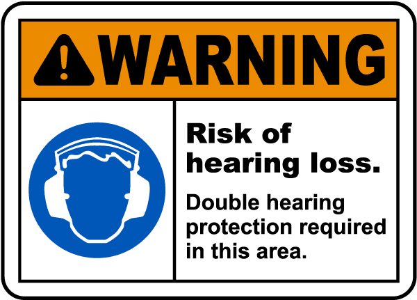 Vinyl Stickers - Double Hearing Protection Sign 1 - Safety and Warning ...