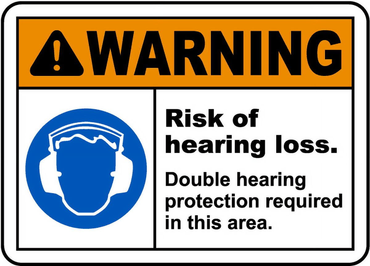 Vinyl Stickers - Double Hearing Protection Sign 1 - Safety and Warning ...
