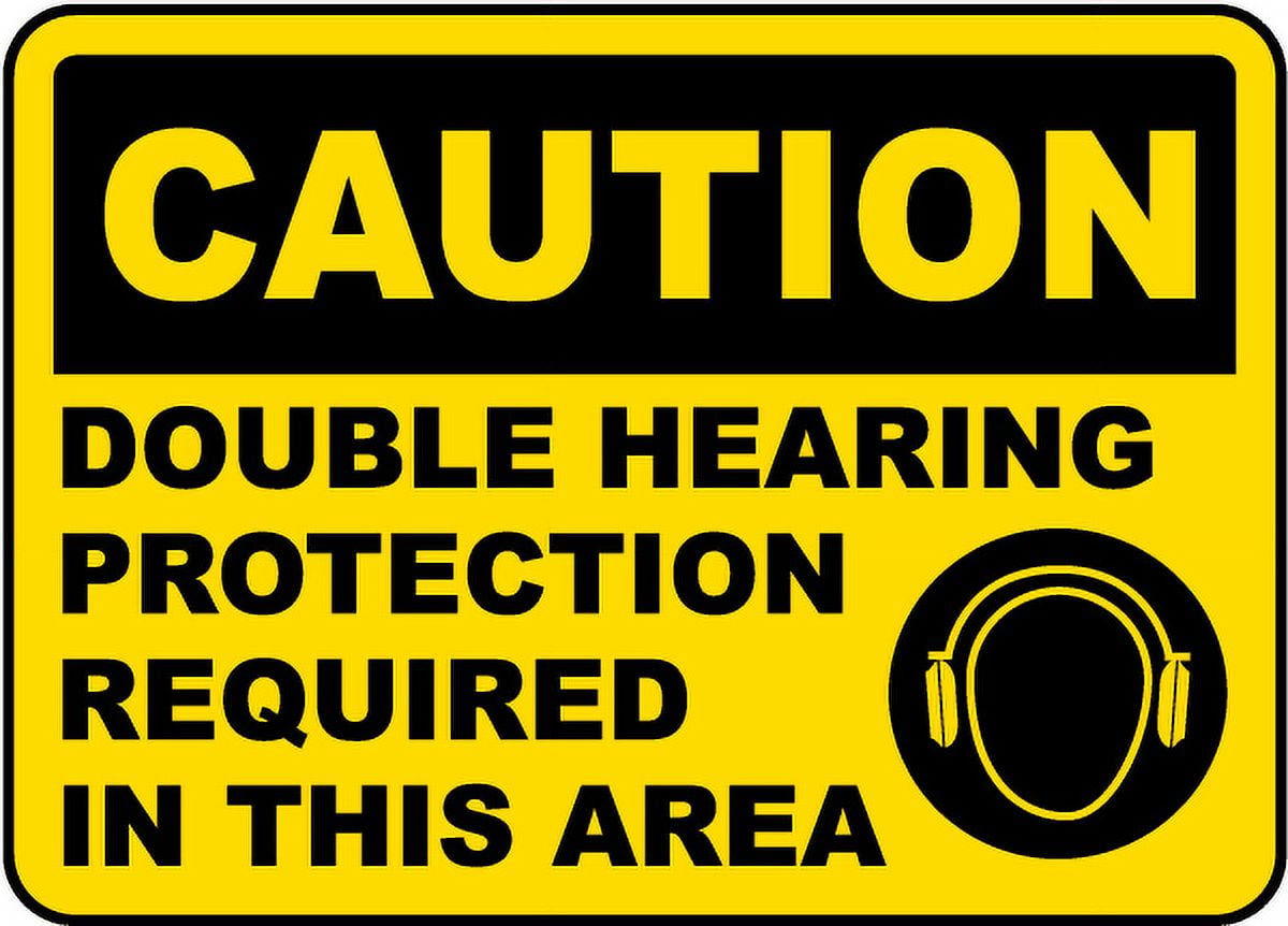 Vinyl Stickers - Double Hearing Protection Sign 2 - Safety and Warning ...