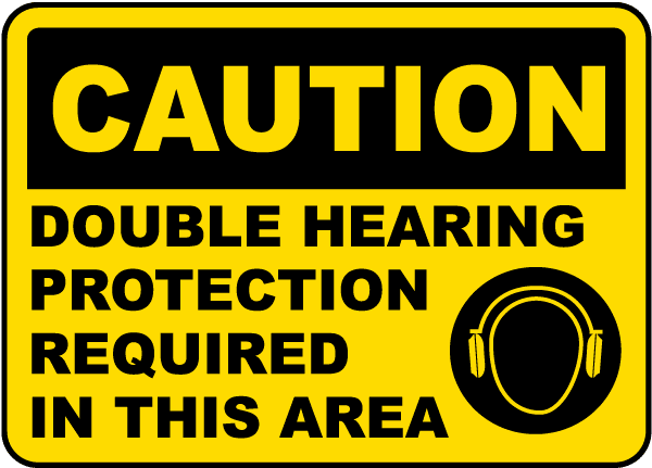 Vinyl Stickers - Double Hearing Protection Sign 2 - Safety and Warning ...