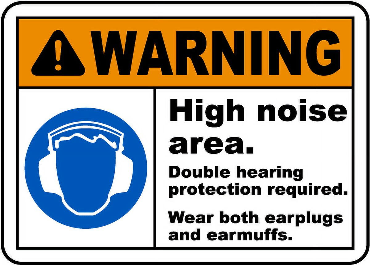 Vinyl Stickers - Double Hearing Protection Sign 3 - Safety and Warning ...