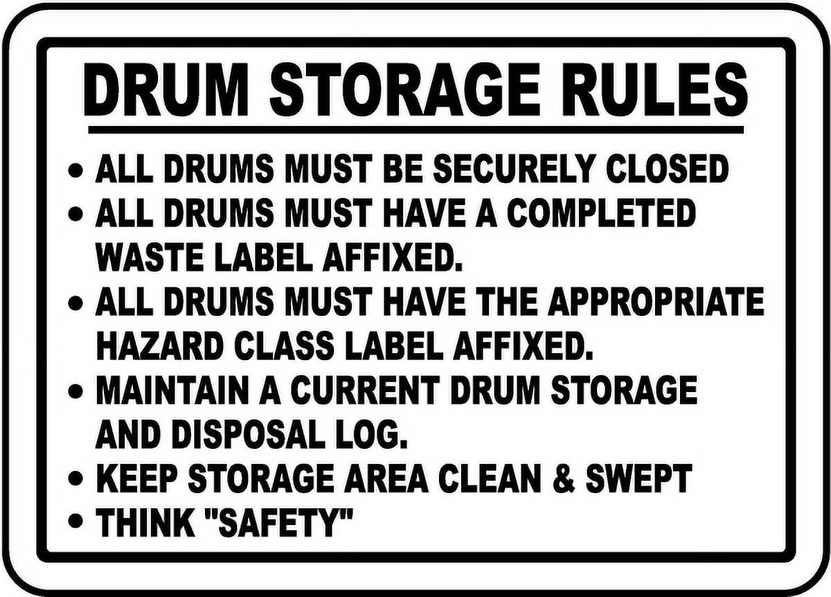 Vinyl Stickers - Drum Storage Rules Sign - Safety and Warning Warehouse ...