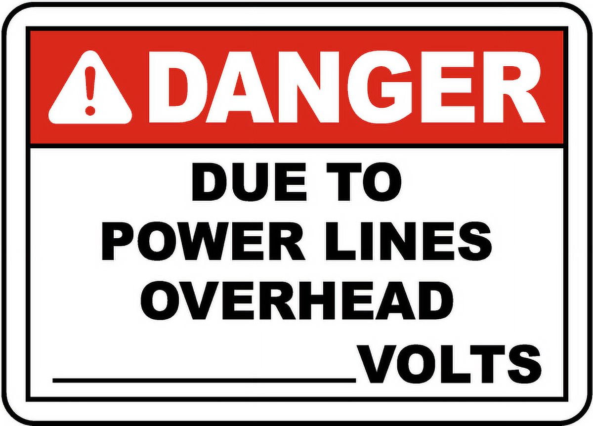 Vinyl Stickers - Due to Power Lines Overhead Sign - Safety and Warning ...
