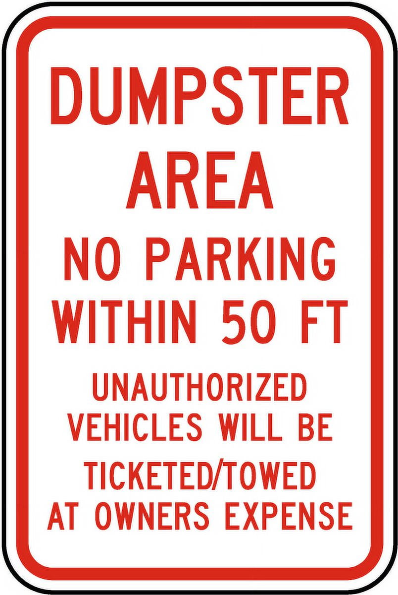 Vinyl Stickers - Dumpster Area No Parking Sign - Safety and Warning ...