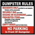 Vinyl Stickers - Dumpster Rules No Parking Sign - Safety and Warning Warehouse Signs Stickers ...