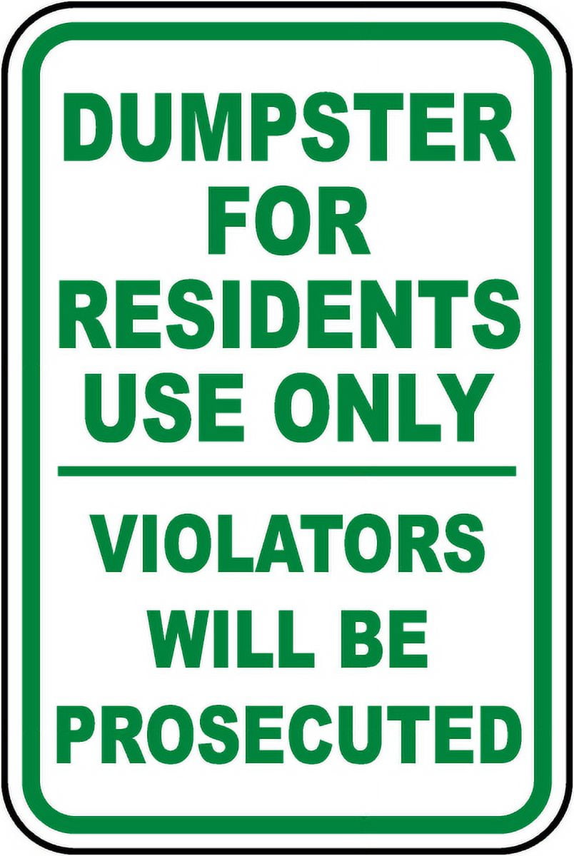 Vinyl Stickers - Dumpster for Use by Residents Only Sign 2 - Safety and ...