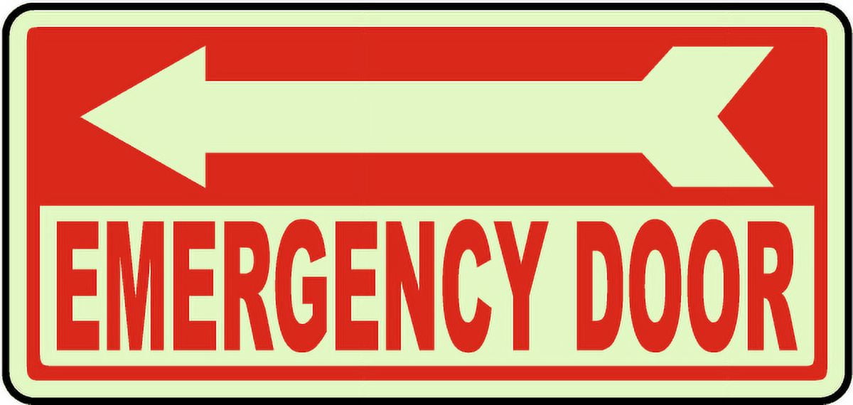 Vinyl Stickers - Emergency Door (Left Arrow) Sign - Safety and Warning ...