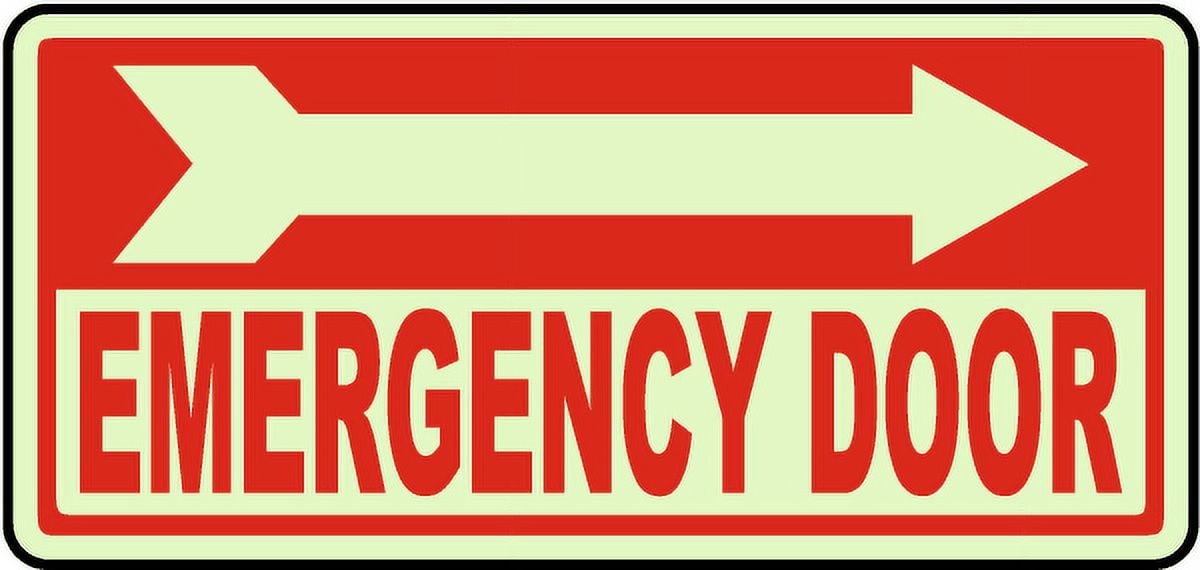 Vinyl Stickers - Emergency Door (Right Arrow) Sign - Safety and Warning ...