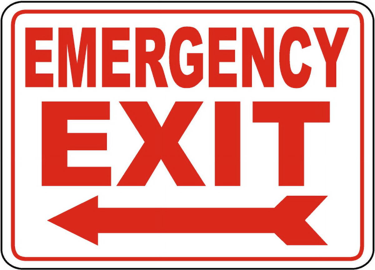 Vinyl Stickers - Emergency Exit (Left Arrow) Sign - Safety and Warning ...