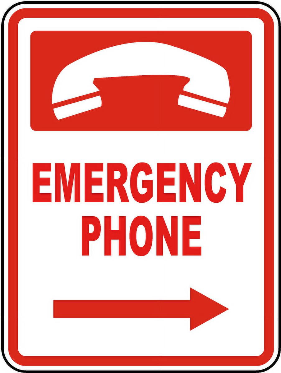 Vinyl Stickers - Emergency Phone (Right Arrow) Sign - Safety and ...