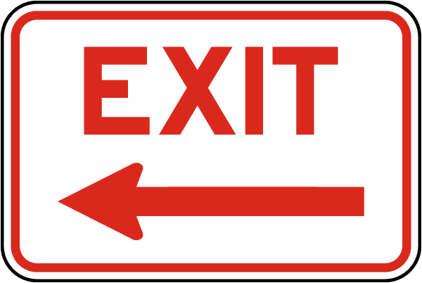 Vinyl Stickers - Exit (Left Arrow) Sign 1 - Safety and Warning ...