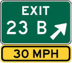 Vinyl Stickers - Exit Number Sign with Speed Advisory - Safety and ...