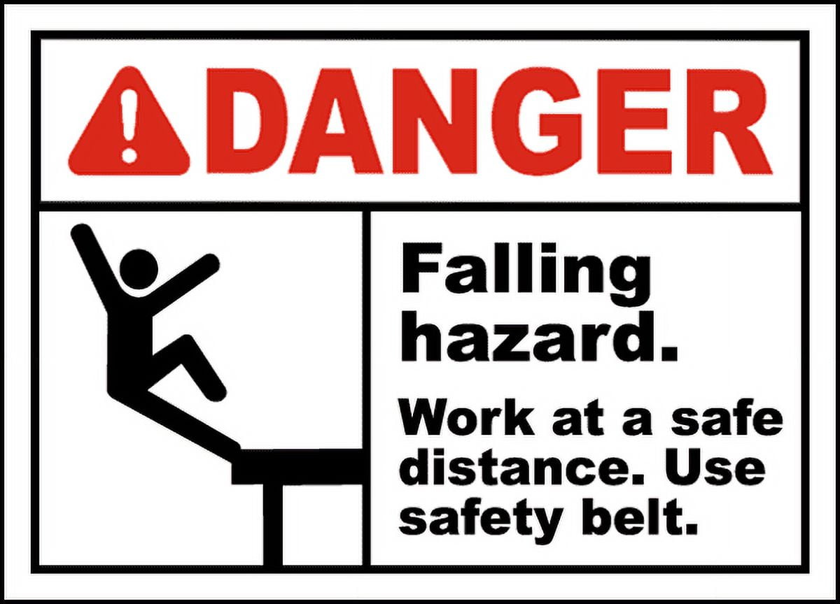 Vinyl Stickers - Falling Hazard Use Safety Belt Sign - Safety and ...
