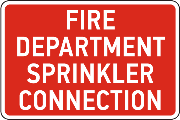 Vinyl Stickers - Fire Department Sprinkler Connection Sign 1 - Safety ...