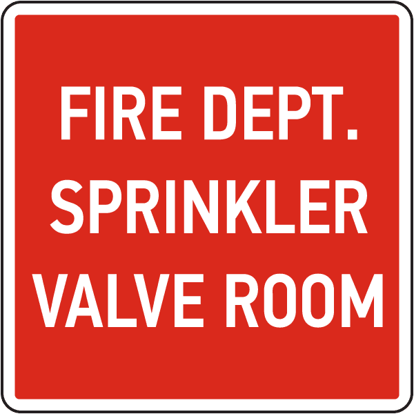 Vinyl Stickers - Fire Dept. Sprinkler Valve Room Sign - Safety and ...