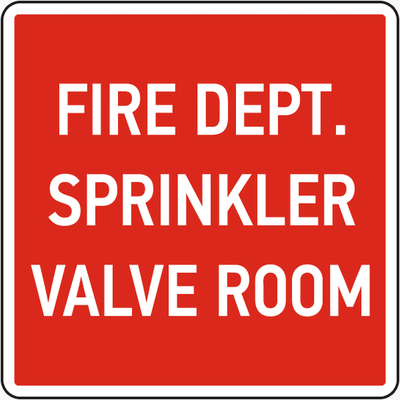 Vinyl Stickers - Fire Dept. Sprinkler Valve Room Sign - Safety and ...