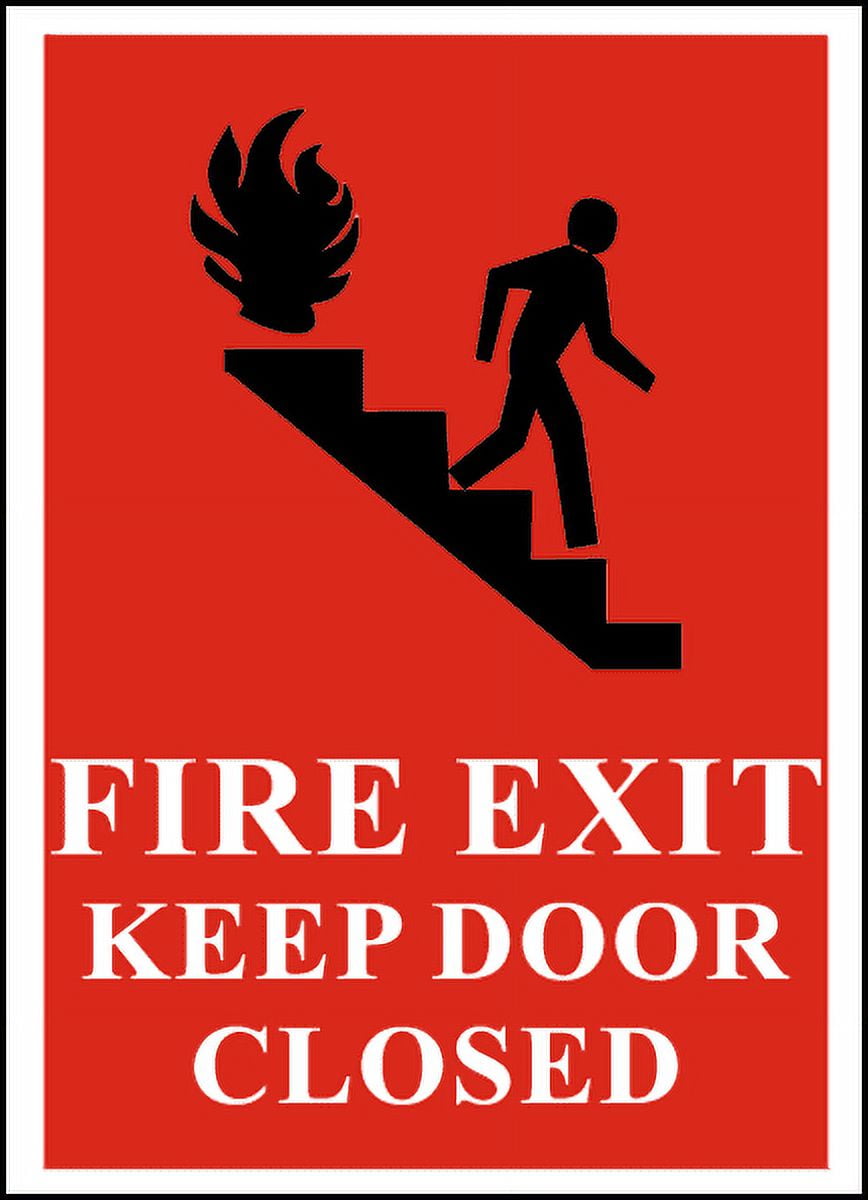 Vinyl Stickers - Fire Exit Keep Door Closed Sign - Safety and Warning ...