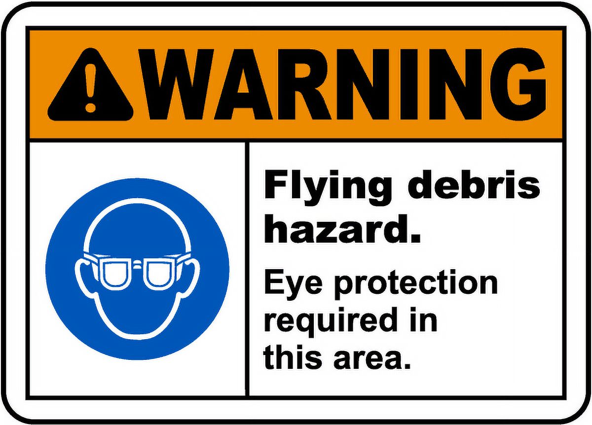 Vinyl Stickers - Flying Debris Hazard Eye Protection Sign P1 - Safety ...