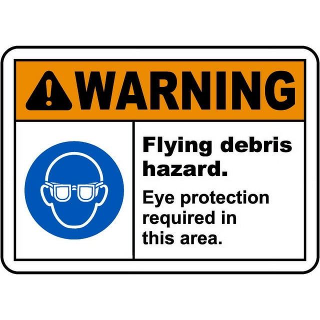 Vinyl Stickers - Flying Debris Hazard Eye Protection Sign P1 - Safety ...