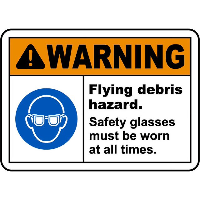 Vinyl Stickers - Flying Debris Hazard Safety Glasses Sign P3 - Safety ...