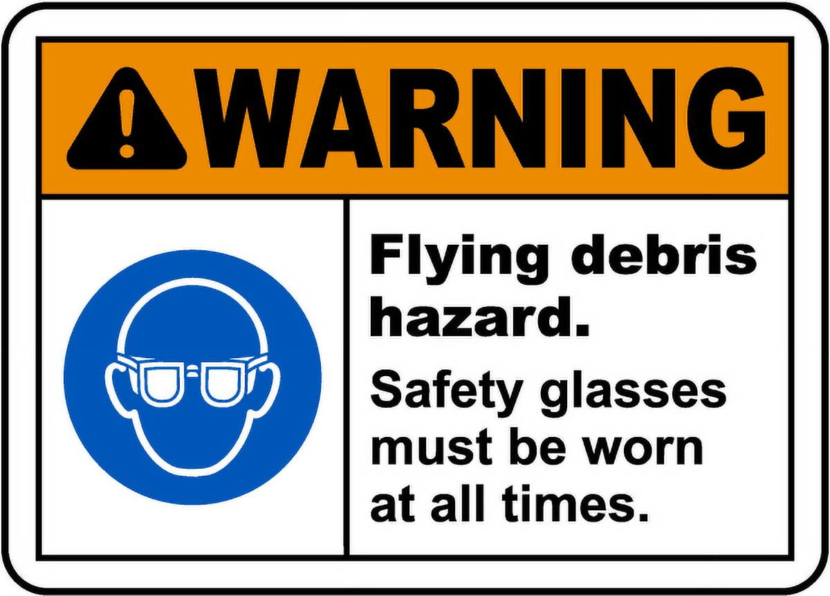 Vinyl Stickers - Flying Debris Hazard Safety Glasses Sign P3 - Safety ...