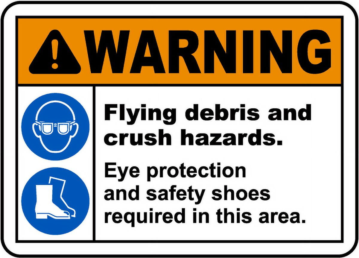 Vinyl Stickers - Flying Debris and Crush Hazards Sign - Safety and ...