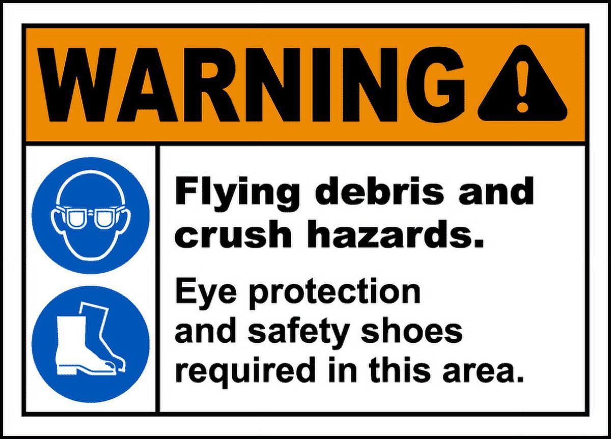 Vinyl Stickers - Flying Debris and Crush Hazards Sign - Safety and ...