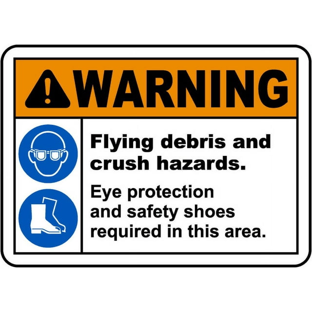 Vinyl Stickers - Flying Debris and Crush Hazards Sign - Safety and ...
