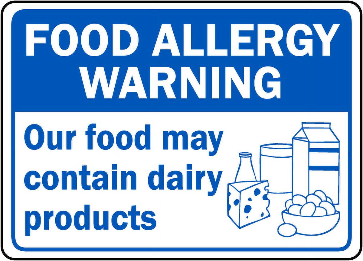 Vinyl Stickers - Food May Contain Dairy Products Sign - Safety and ...