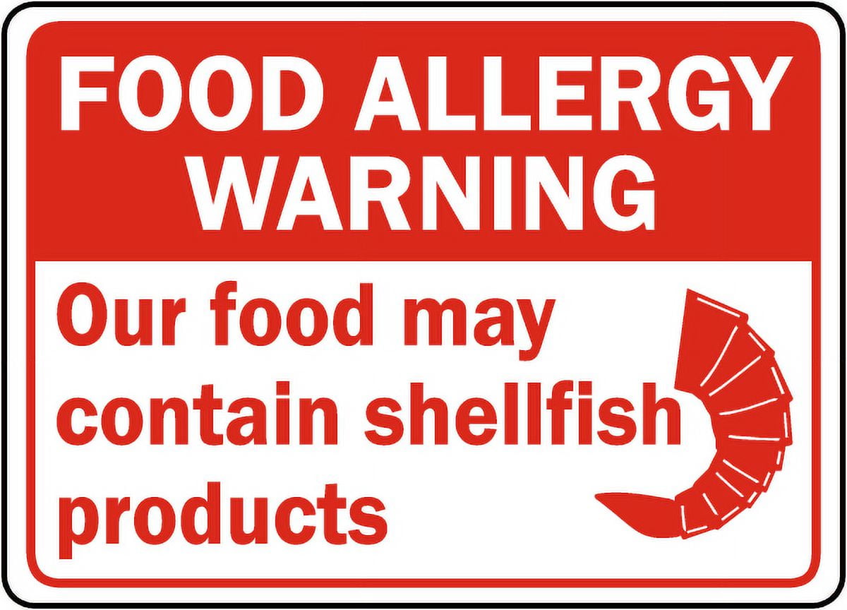 Vinyl Stickers - Food May Contain Shellfish Sign - Safety and Warning ...
