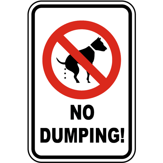 Vinyl Stickers - Funny No Dumping Dog Sign - Safety and Warning ...