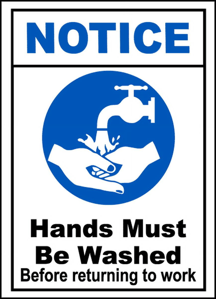 Vinyl Stickers - Hands Must Be Washed Sign - Safety and Warning ...