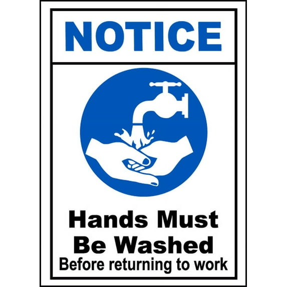 Vinyl Stickers - Hands Must Be Washed Sign - Safety and Warning ...