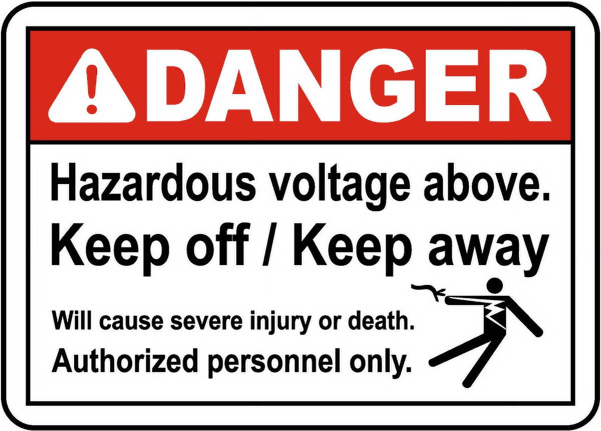 Vinyl Stickers - Hazardous Voltage Above Keep Off Sign - Safety and ...