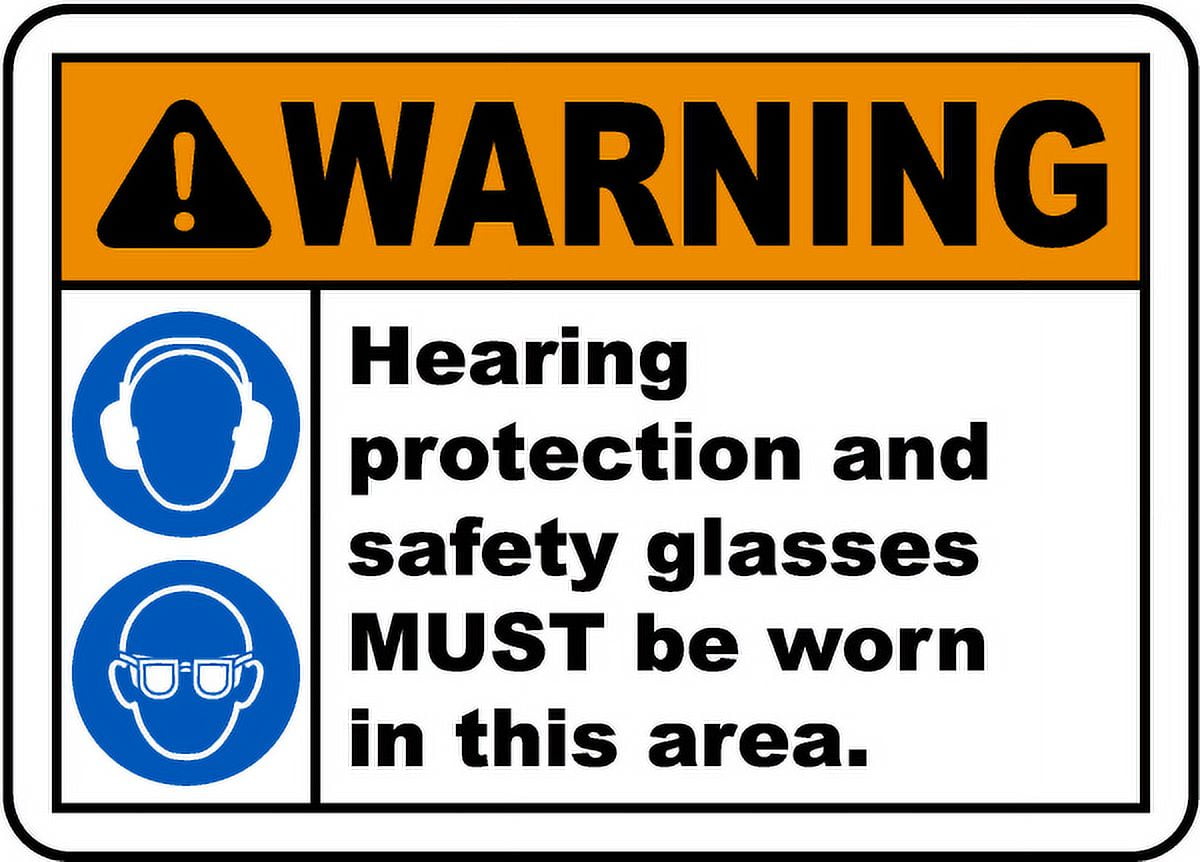 Vinyl Stickers - Hearing Protection & Safety Glasses Sign 2 - Safety ...