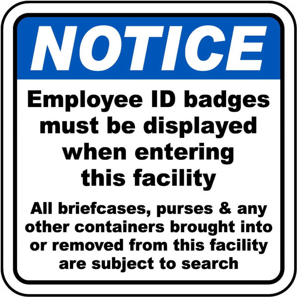 Vinyl Stickers - ID Badges Must Be Displayed Sign - Safety and Warning ...