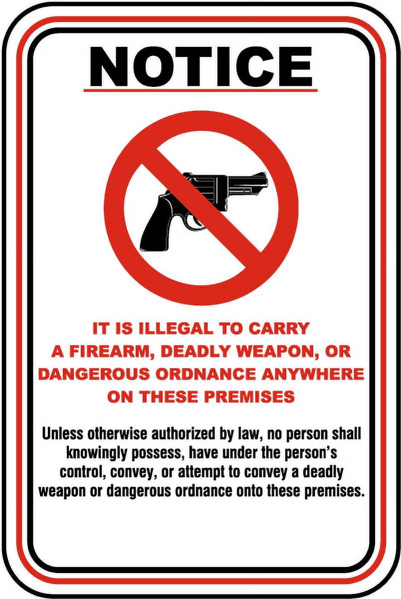 Vinyl Stickers - Illegal to Carry on Premises Sign - Safety and Warning ...