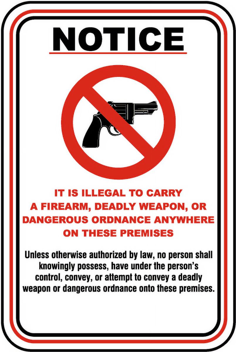 Vinyl Stickers - Illegal to Carry on Premises Sign - Safety and Warning ...