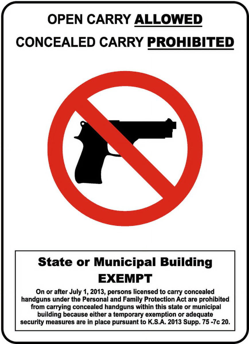 Vinyl Stickers - Kansas Open Carry Allowed Concealed Carry Prohibited ...