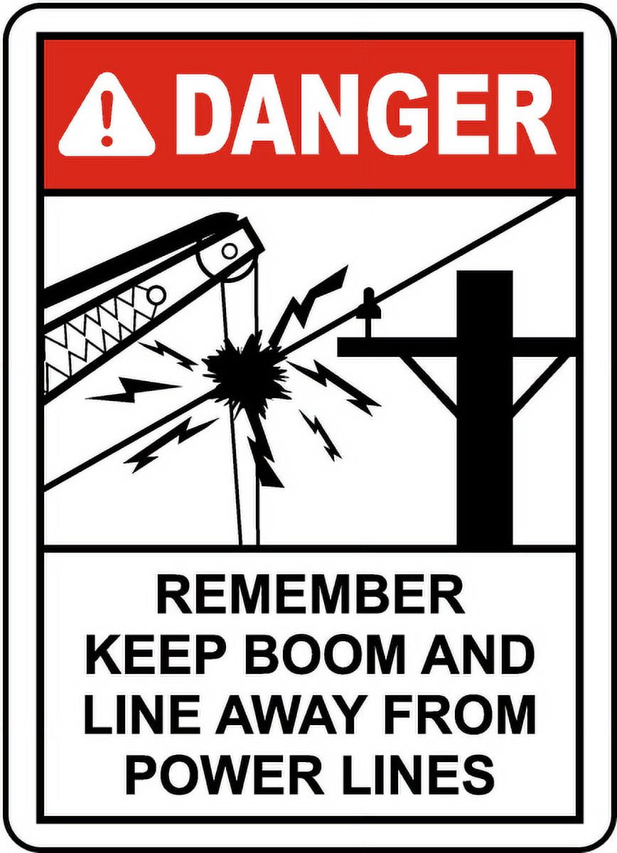 Vinyl Stickers - Keep Boom Away from Power Lines Sign - Safety and ...