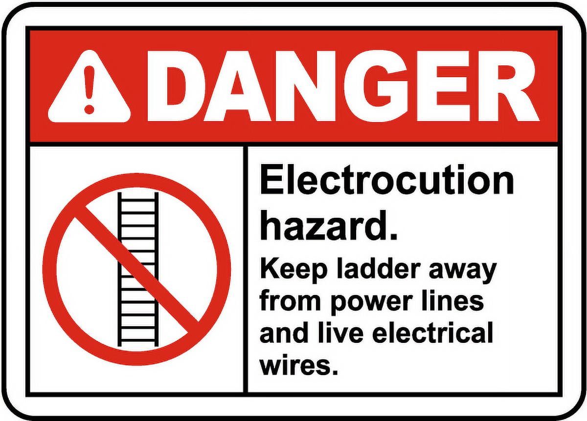 Vinyl Stickers - Keep Ladder Away from Power Lines Sign - Safety and ...