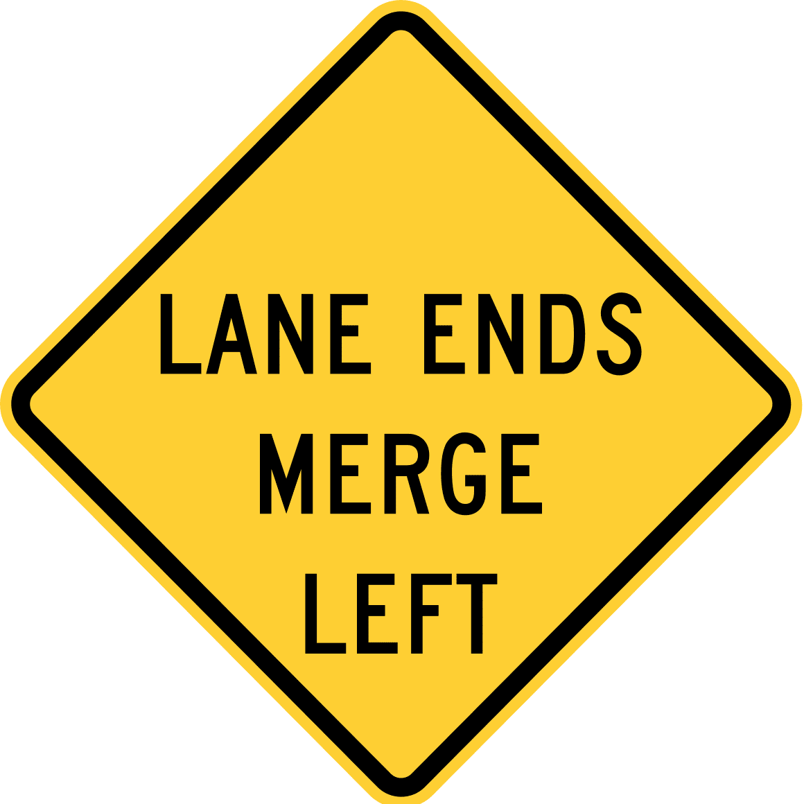 Vinyl Stickers - Lane Ends Merge Left Warning Sign - Safety and Warning ...