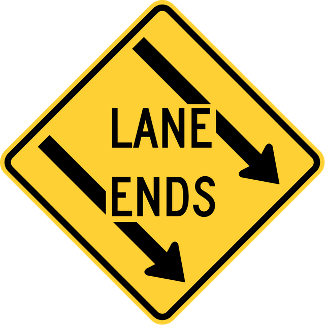 Vinyl Stickers - Left Lane Ends, Maryland - Safety and Warning ...