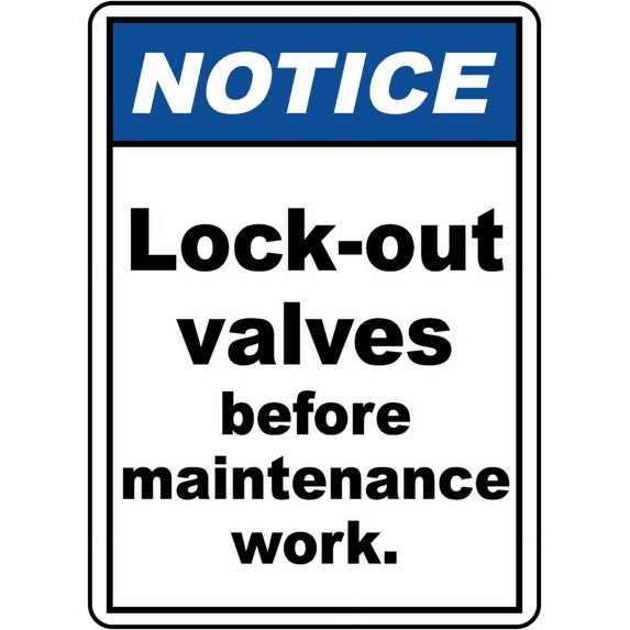 Vinyl Stickers - Lock-Out Valves Before Work Sign - Safety and Warning ...