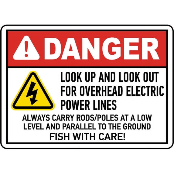 Vinyl Stickers - Look Up & Look Out for Power Lines Sign - Safety and ...