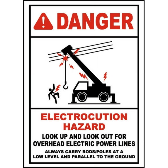 Vinyl Stickers - Look Up and Look Out for Power Lines Sign - Safety and ...