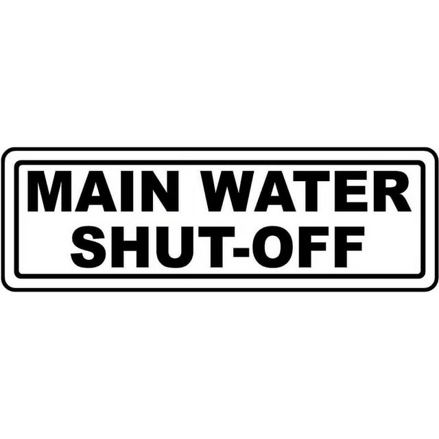 Vinyl Stickers - Main Water Shut-Off Sign - Safety and Warning ...