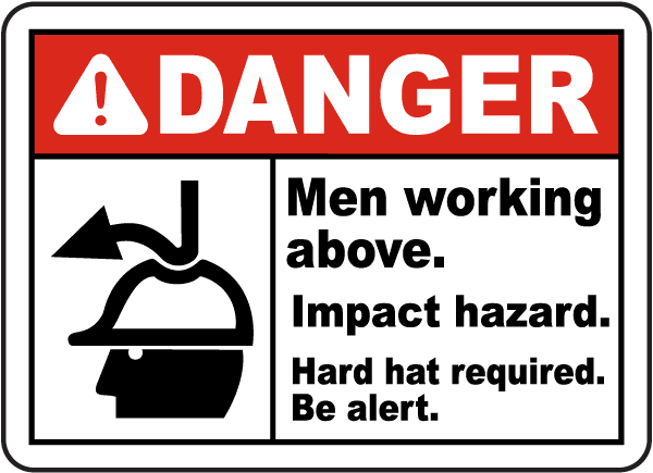 Vinyl Stickers - Men Working Above Impact Hazard Sign - Safety and ...